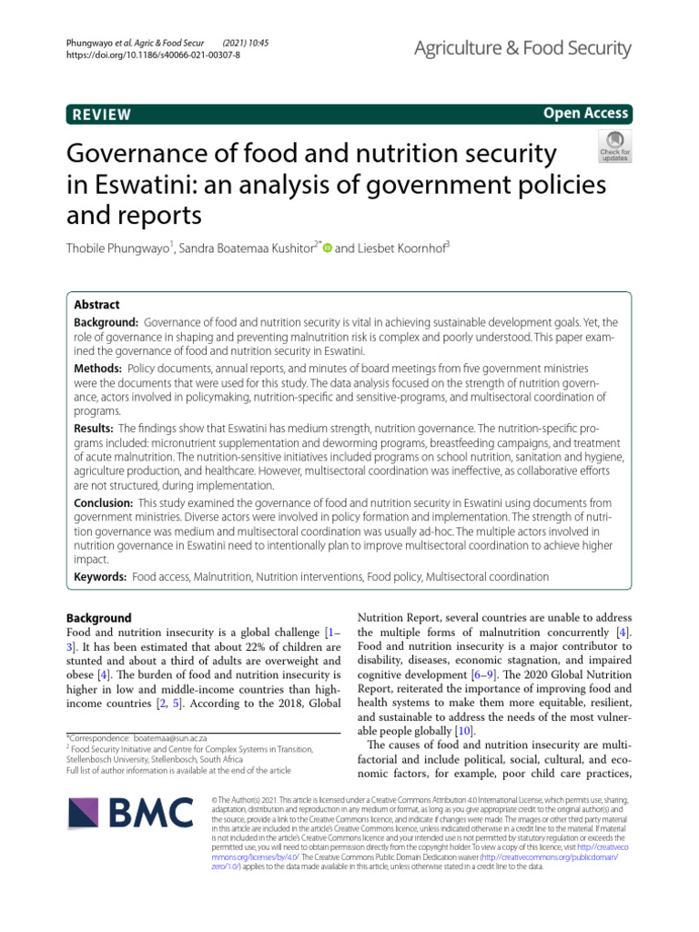 Article 1 - Governance - of - Food - and - Nutrition | PDF