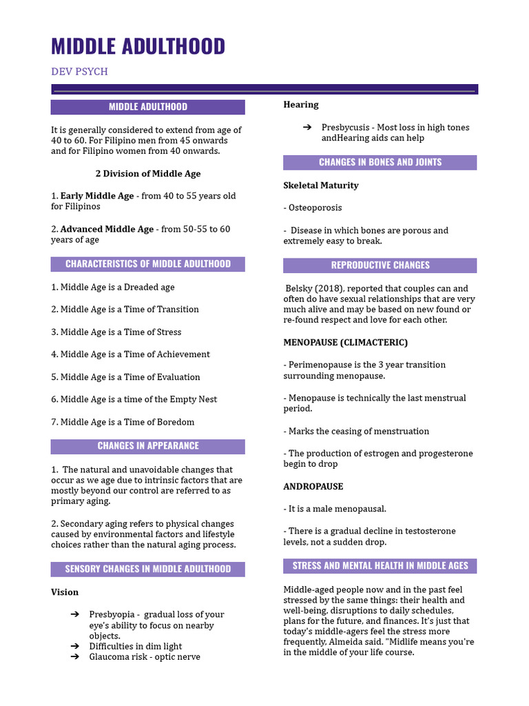 Middle Adulthood | PDF