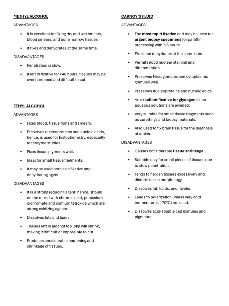 Alcoholic Fixatives Report | PDF
