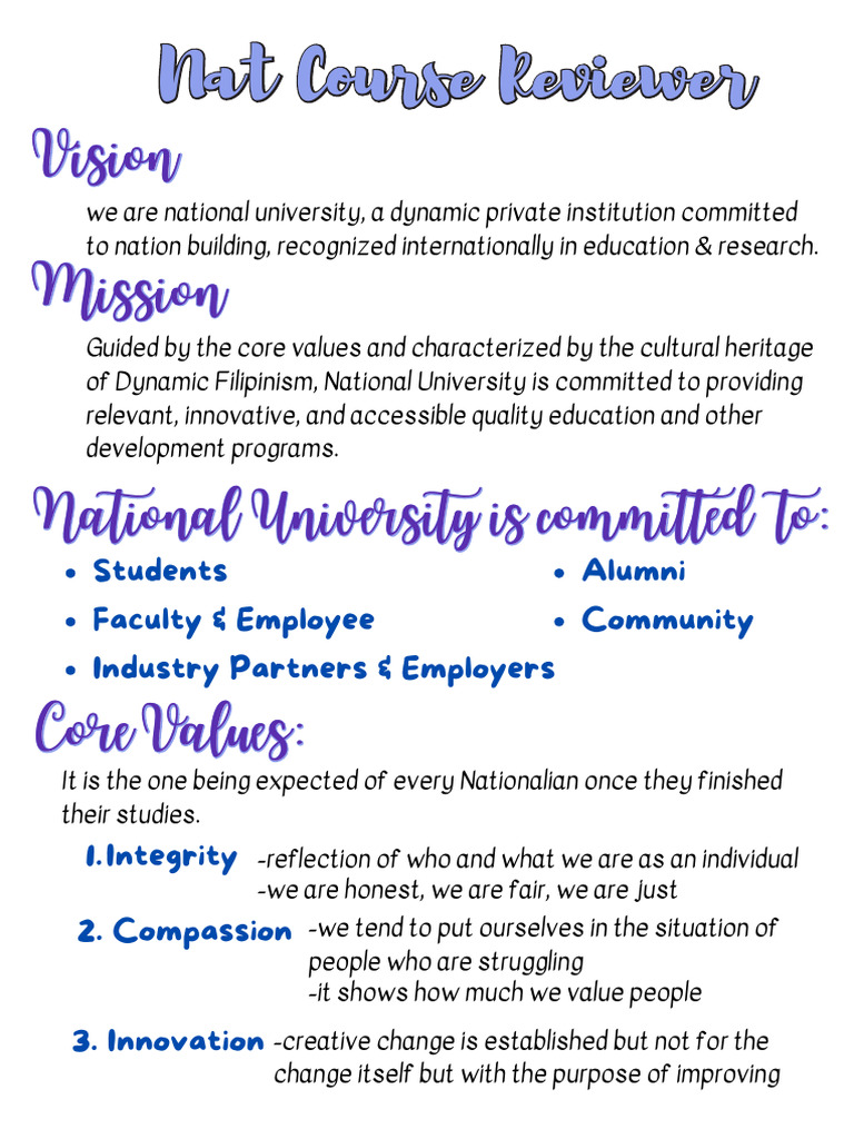 Nat Course Reviewer 1 | PDF