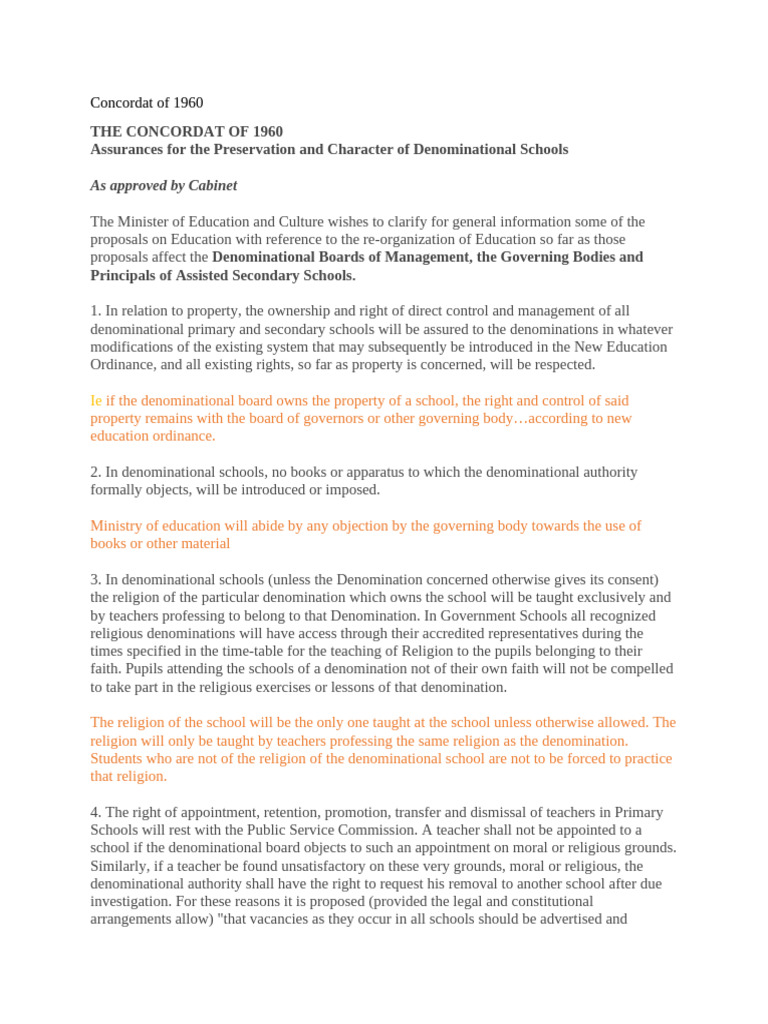 Concordat of 1960 | PDF