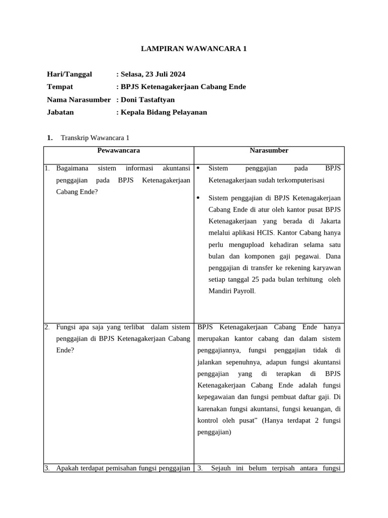 Transkip Wawancara Proposal 1-2 Fix | PDF