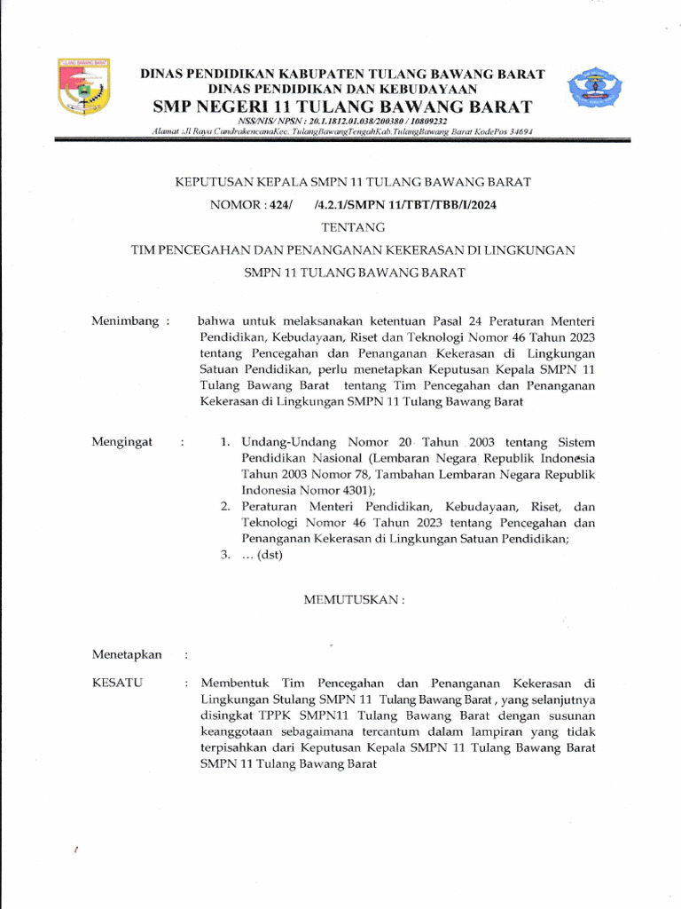 SK TPPK SMPN 11 Tubaba 2024 | PDF