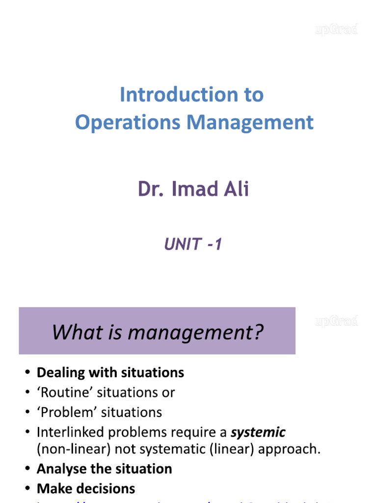 Introduction to operation management | PDF