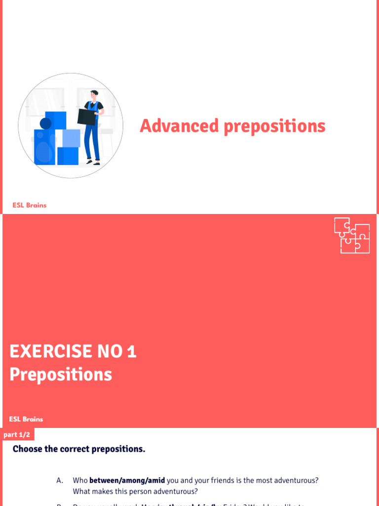 ESL Brains - Advanced Prepositions | PDF