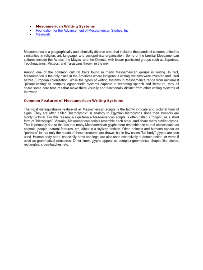 Mesoamerican Writing Systems | PDF