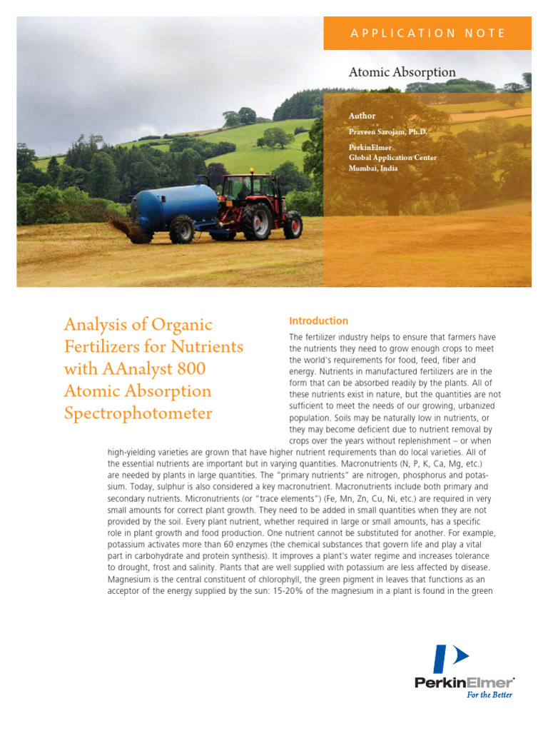AAnalyst 800-Nutrients in Organic Fertilizers App Note | PDF