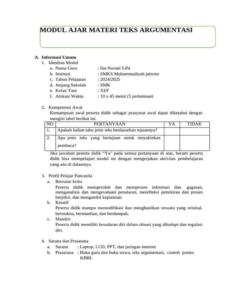 Modul Ajar Fase F Bin Lengkap | PDF