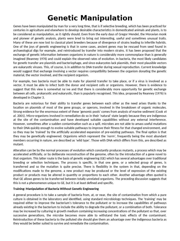 Genetic Manipulation | PDF