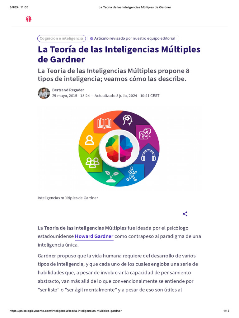 La Teoría de Las Inteligencias Múltiples de Gardner | PDF