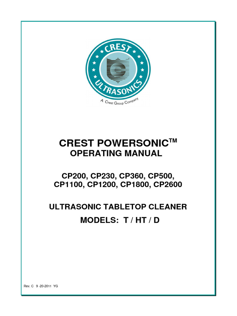 BAÑO ULTRASONIDO Crest PowerSonic User ManualRevC 9-20-11 | PDF ...