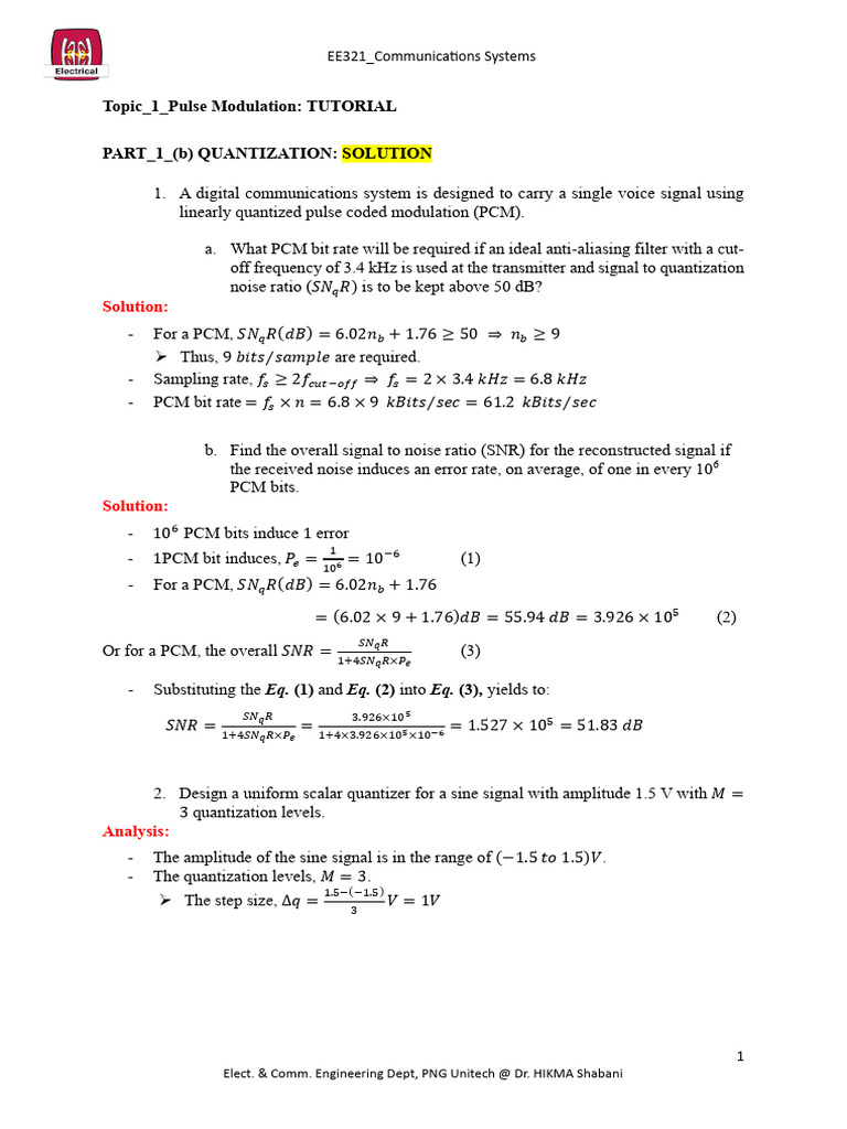 Chapt_I_TUTORIAL_PART_1_(b) Quantization_(SOLUTION) | PDF