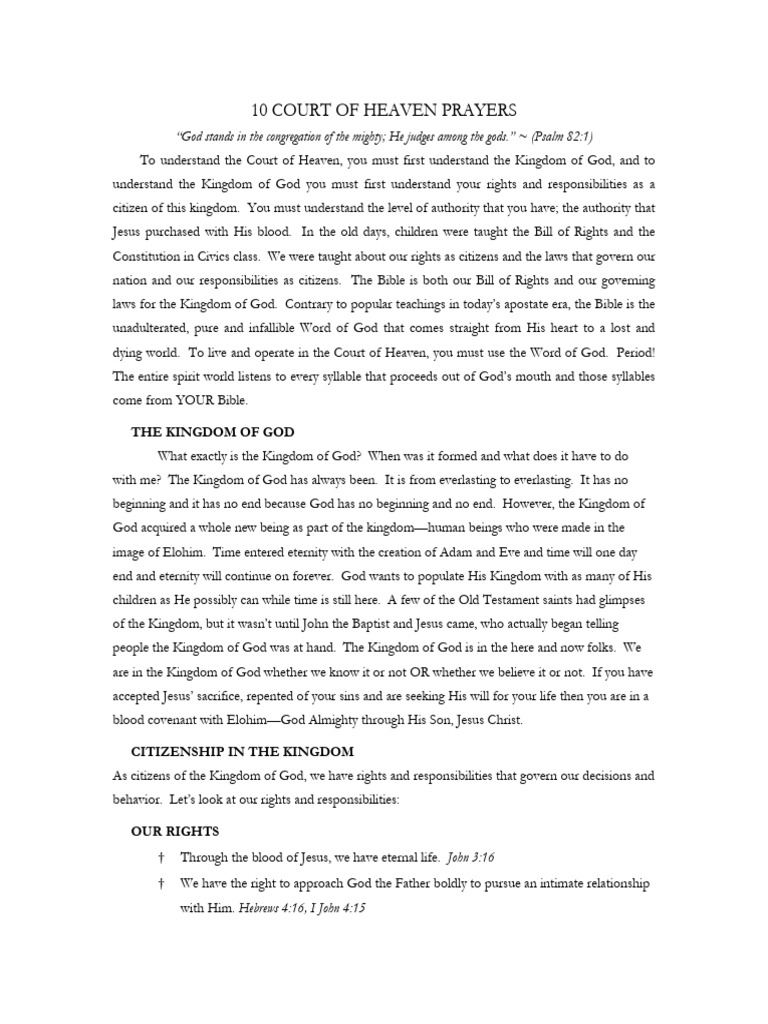 Understanding the Court of Heaven | PDF | Kingship And Kingdom Of God ...