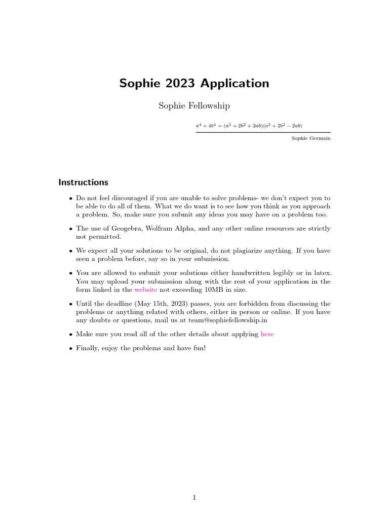 Sophie 2023 Application | PDF