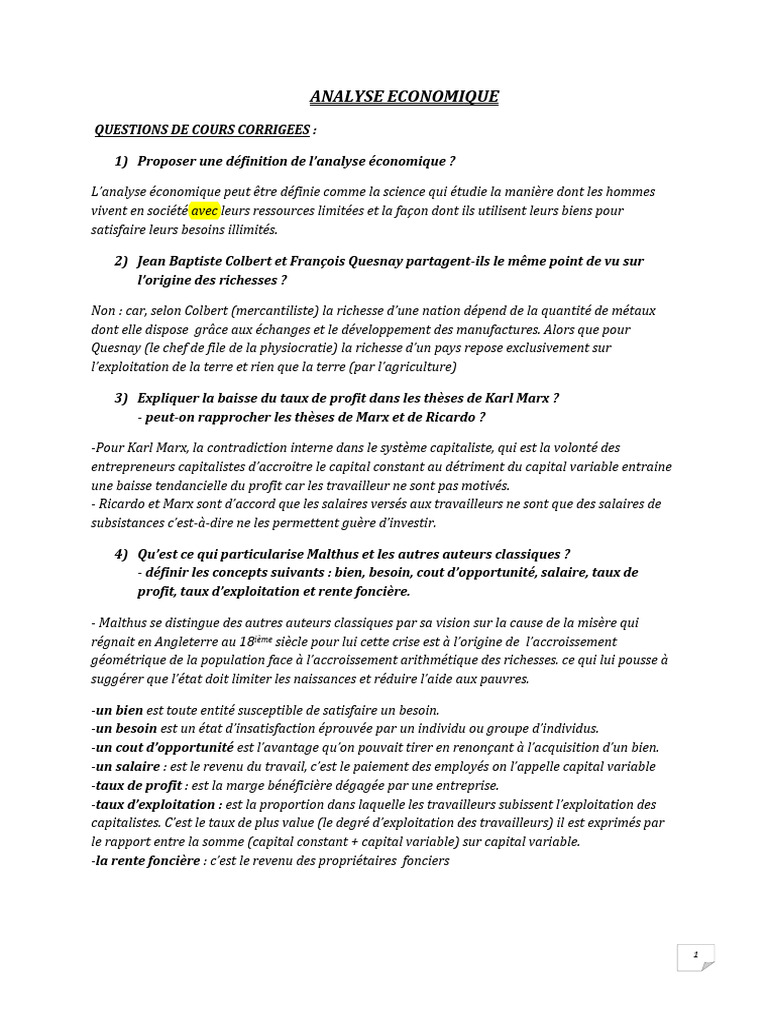 AE QUESTIONS DE COURS-CORR - 1 - Copie | PDF