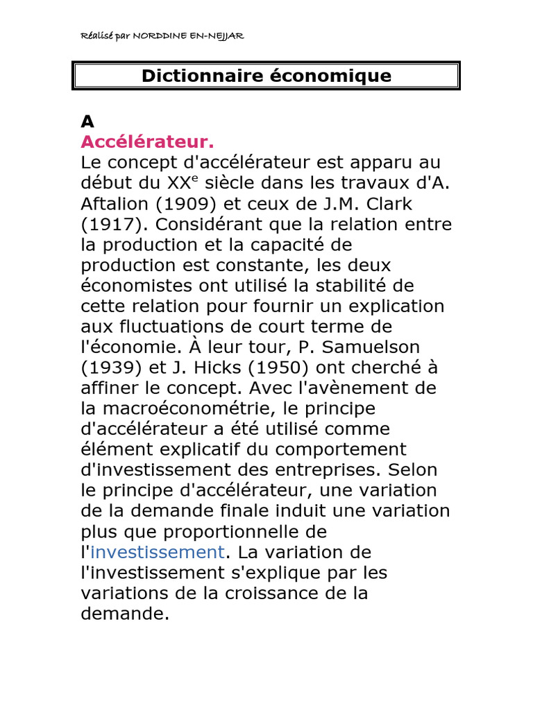 Dictionnaire Economique | PDF