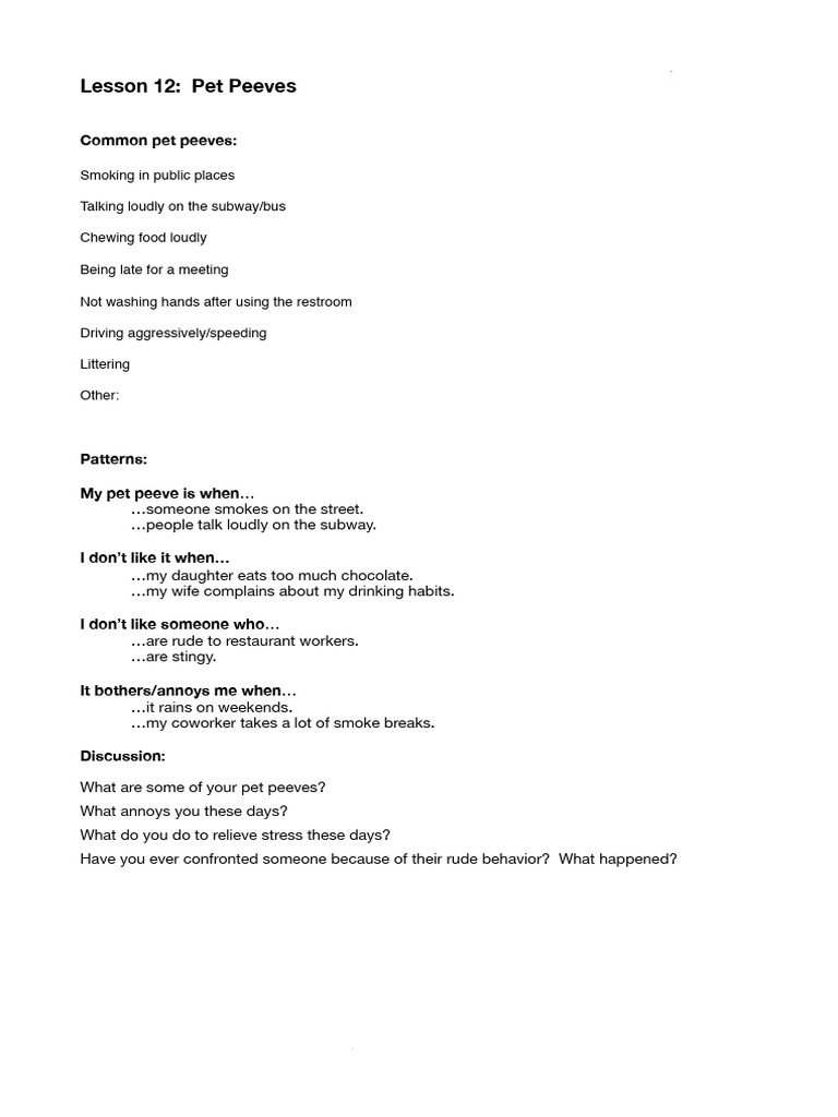 Pet Peeves | PDF