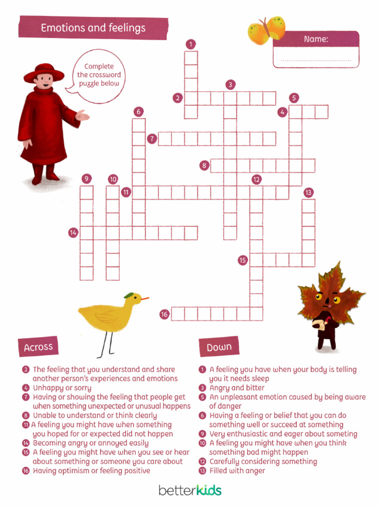 BetterKids: Emotions and Feelings Crossword | PDF