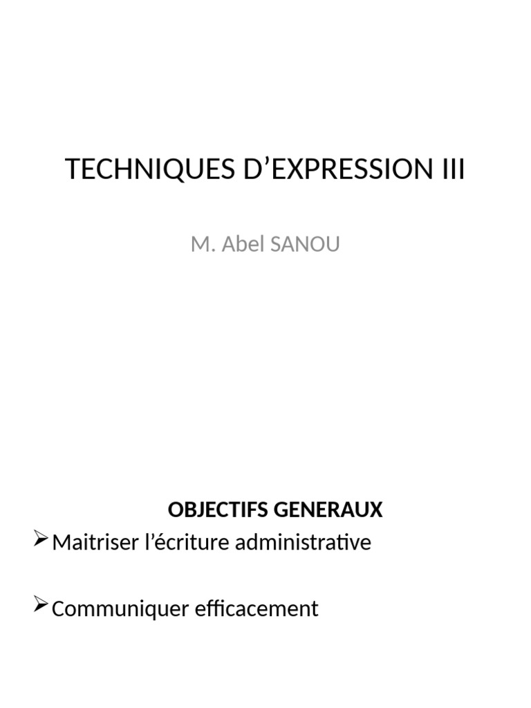 Techniques d'Expression III | PDF