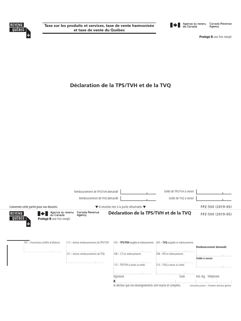Déclaration de La TPS/TVH Et de La TVQ | PDF
