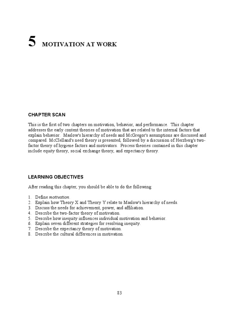 Chapter 5 Motivation at WORK Teacher Resources Nqimch05 | PDF ...