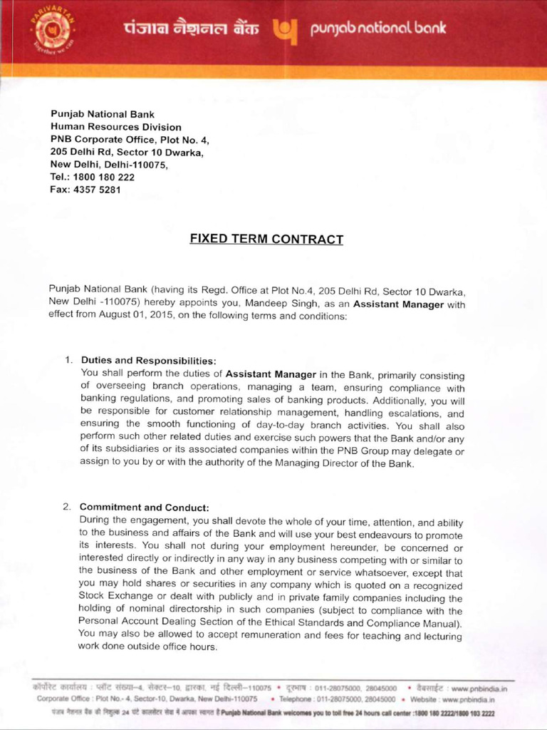 Mandeep Appointment Letter | PDF
