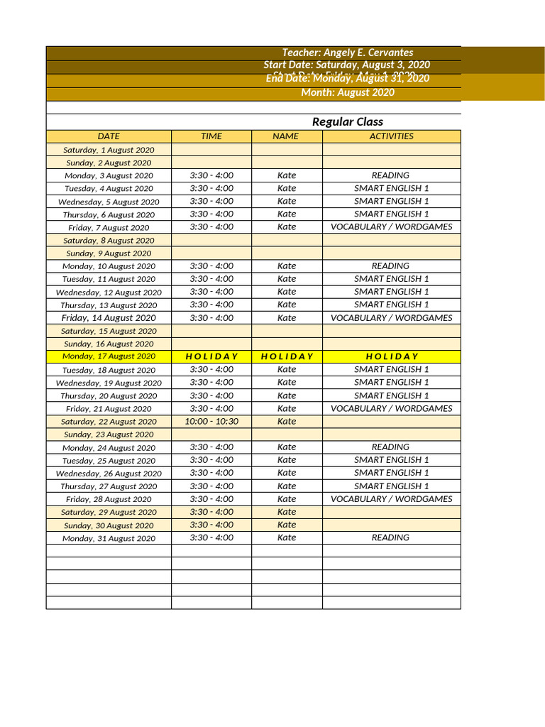 Angely DTR - August 2020 | PDF