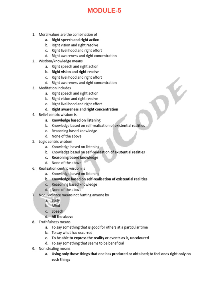 @vtucode - in BUHK408 Module 5 MCQ 2022 Scheme | PDF