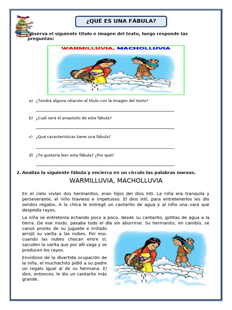 Ficha-Com-Qué Es Una Fábula | PDF