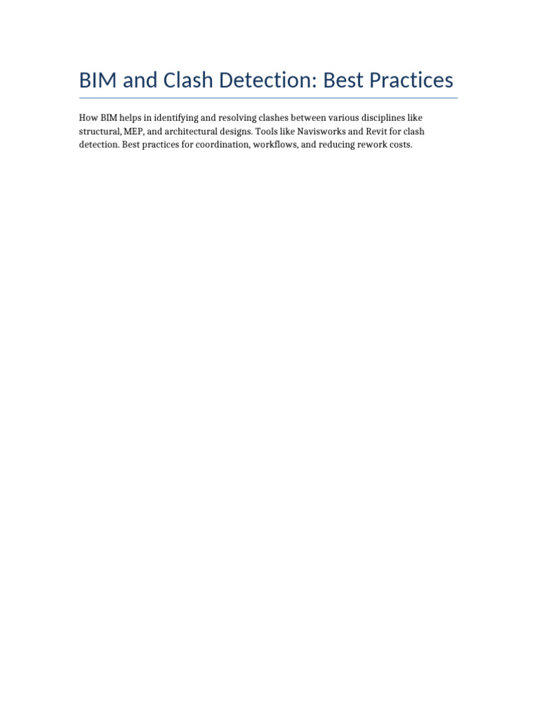 BIM and Clash Detection Best Practices | PDF BIM and Clash Detection Best Practices | PDF