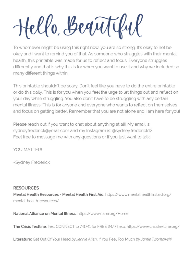 Mental Health Printable | PDF