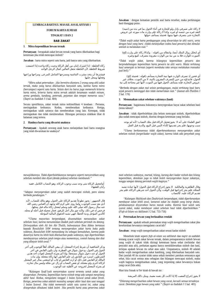 Kodifikasi Pertanyaan Dan Jawaban Bahtsul Masail | PDF