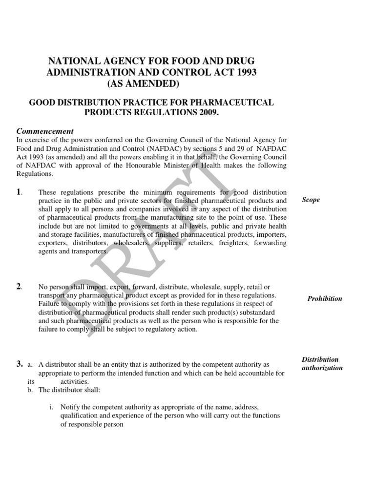 Good Distribution Practice Regulations | PDF