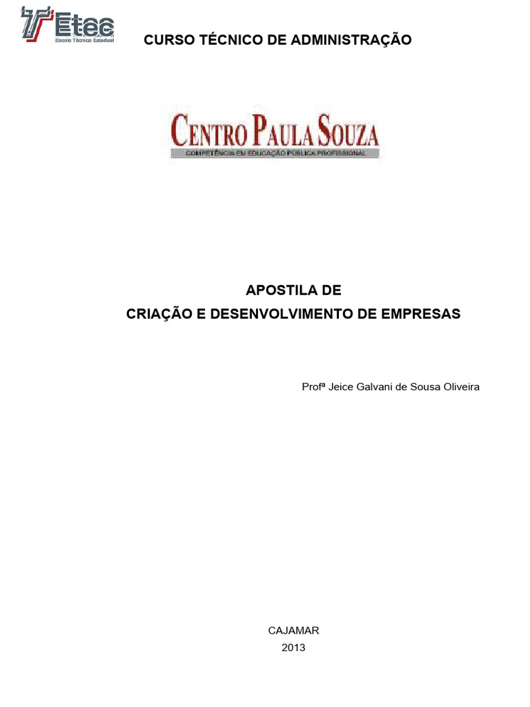 Toaz - Info Apostila de Criaao e Desenvolvimento de Empresas PR | PDF