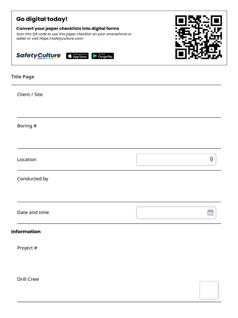 Borehole Log Template - SafetyCulture | PDF