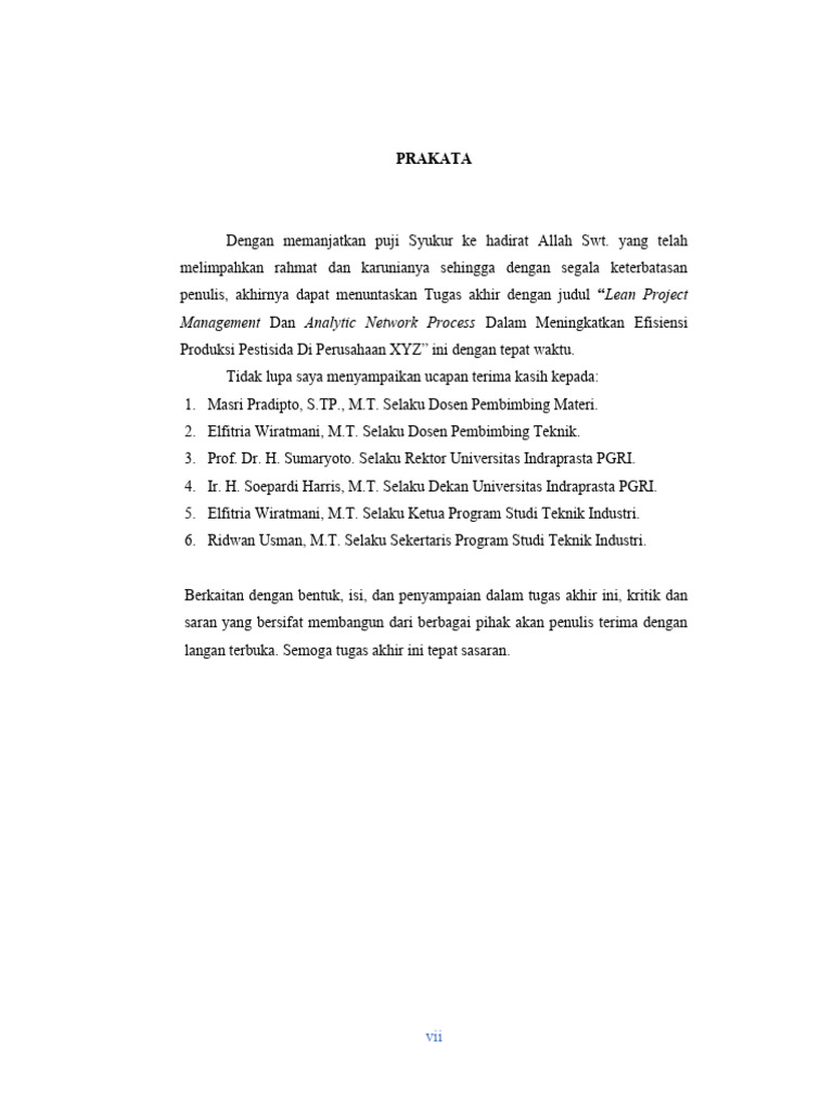 Contoh Prakata Tugas Akhir | PDF