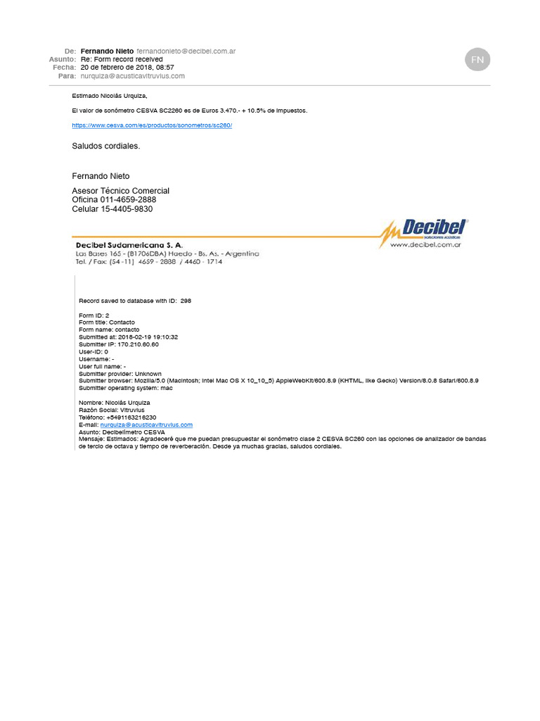 CESVA SC260 Decibel | PDF