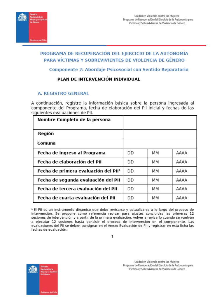PII y Anexo (Abordaje Psicosocial) | PDF