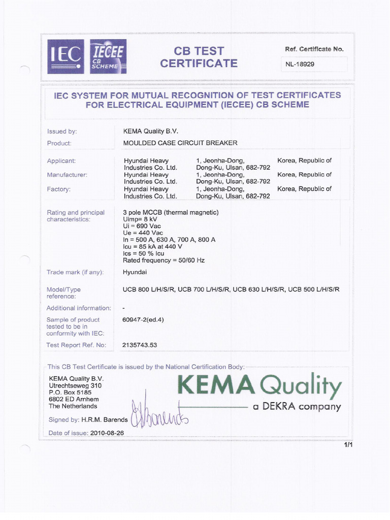 PI Int Caja Moldeada UCB630 800 1000 1250 KEMA Cert | PDF