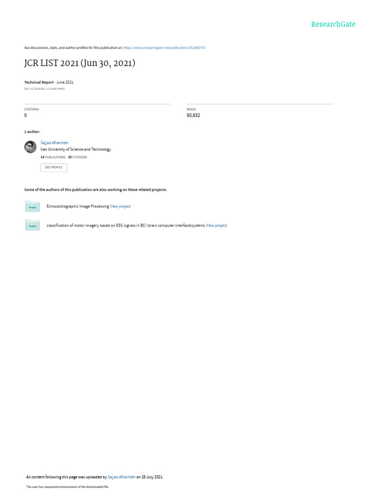 JCR 2020 Sscisciearthumanites | PDF