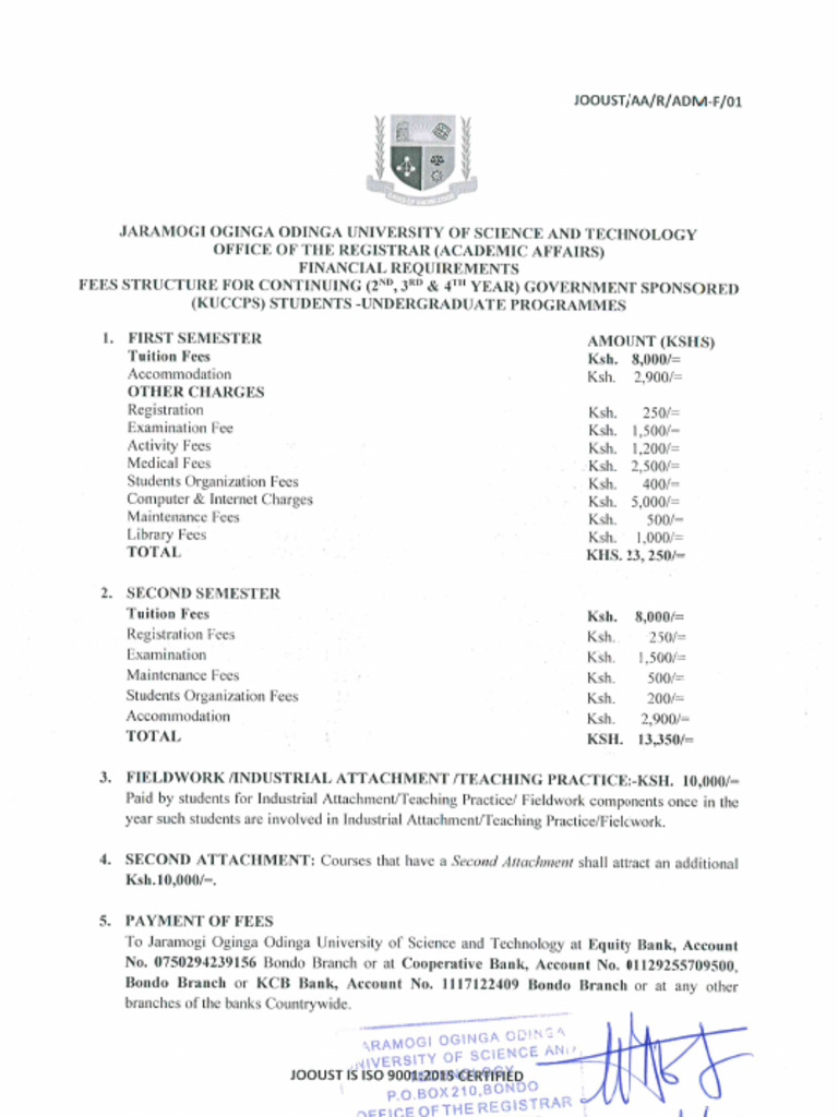 Fees Structure Yr2 Yr3 & Yr4 | PDF