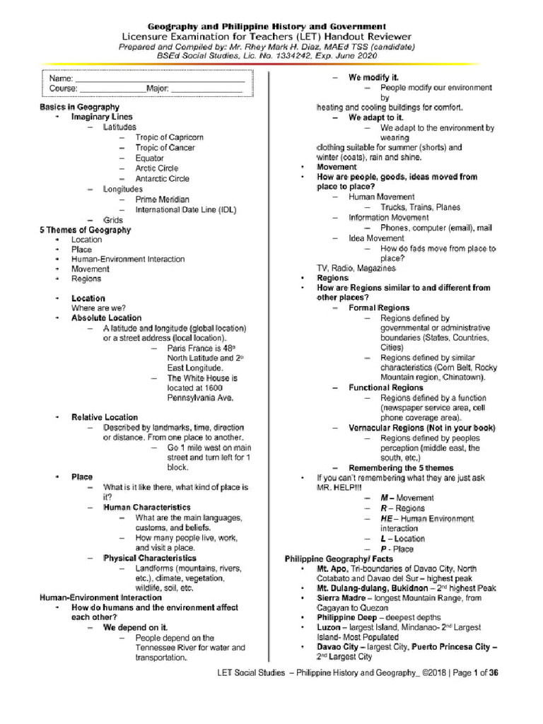 LET Soc Sci Handout | PDF