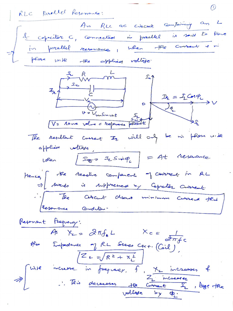 RLC Parallel Resonance and Experiment No. 5 | PDF