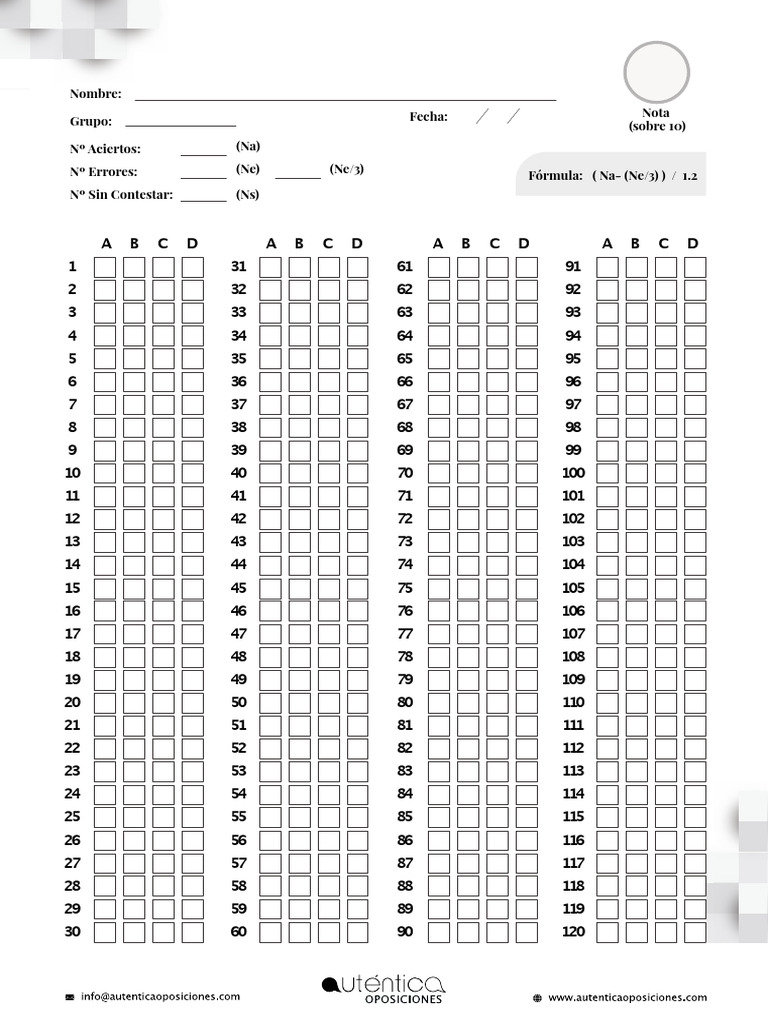 Plantilla Test Autentica Oposiciones - Duplicate | PDF