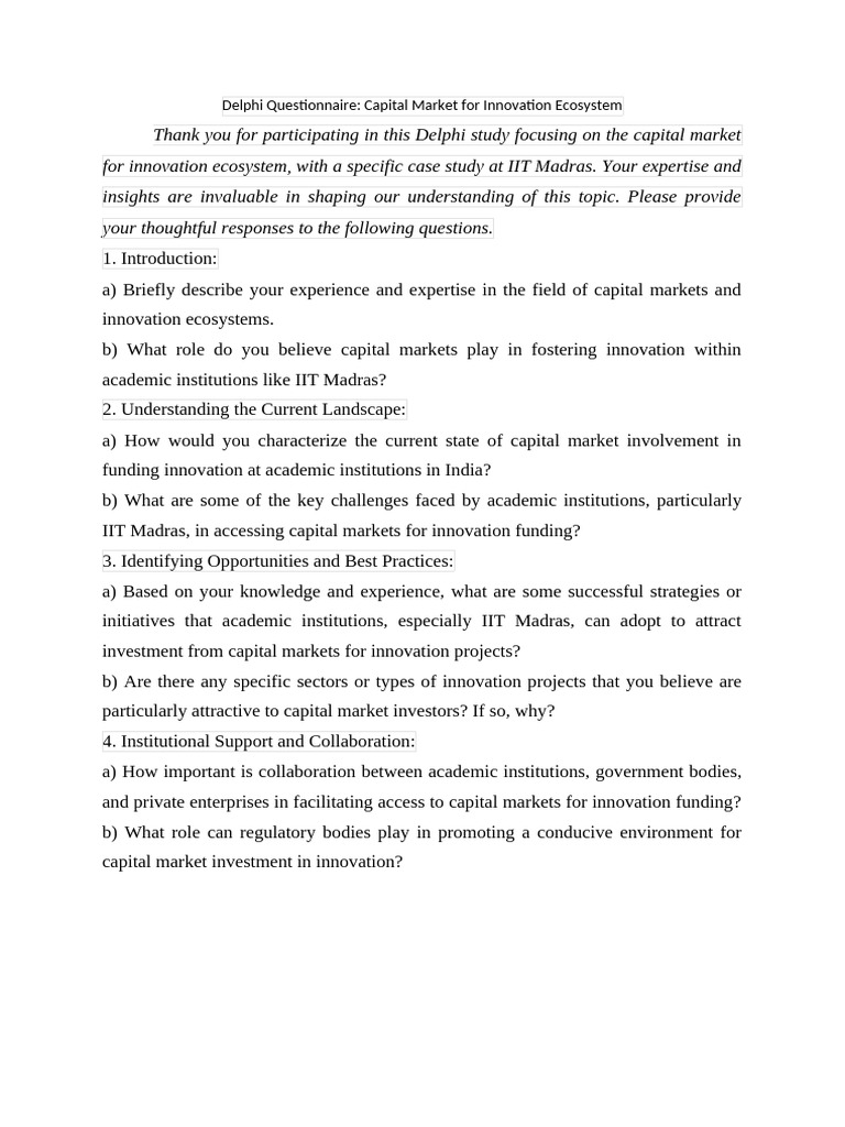 Delphi Questionnaire 1 | PDF