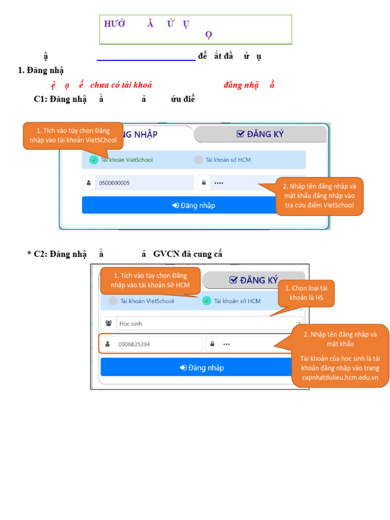 Huongdan Hs Vao Vietschool - HS | PDF