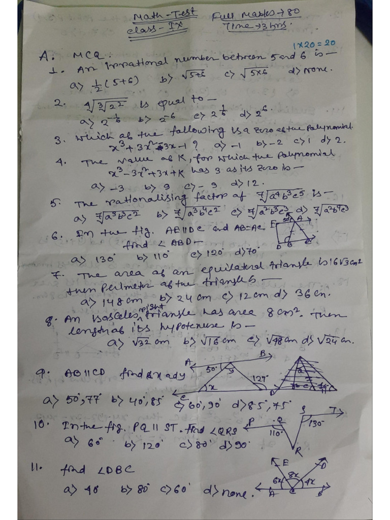math full test-1 | PDF