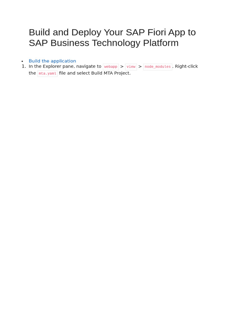Build And Deploy Your Sap Fiori App To Sap Business Technology Platform