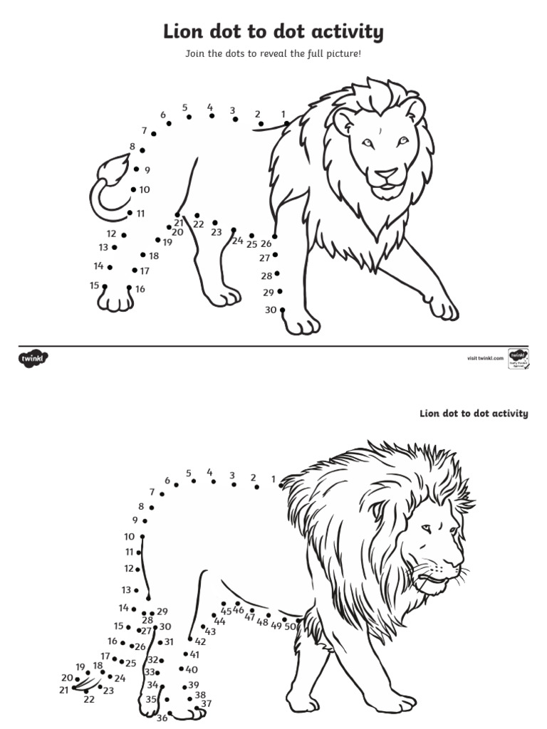 T TP 2681034 Lion Dot To Dot Activity Sheets - Ver - 1 | PDF