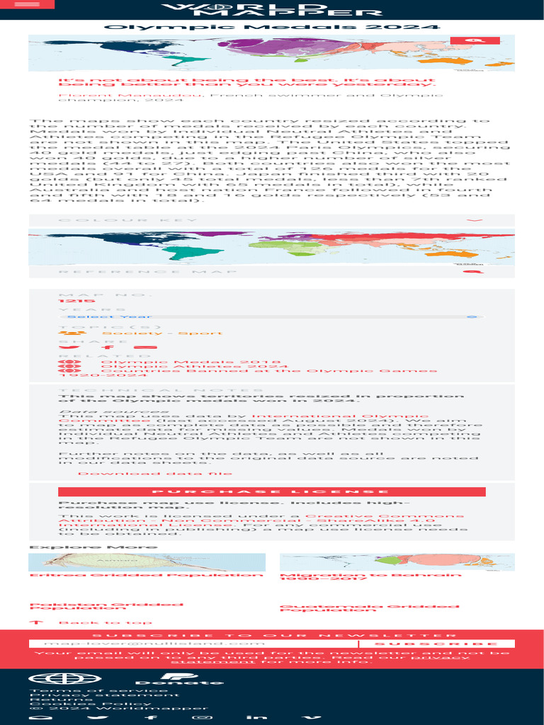 Olympic Medals 2024 - Worldmapper | PDF